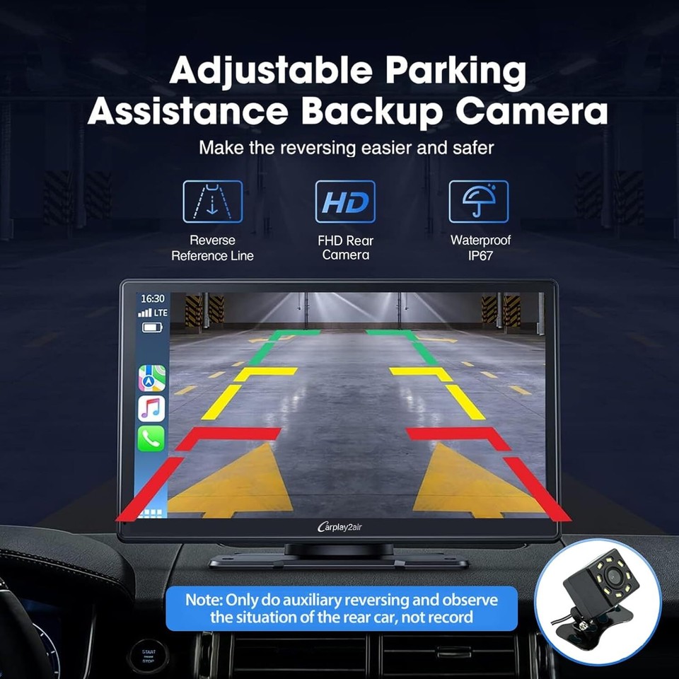 9" Wireless Touchscreen Apple Carplay and Android Auto Portable Screen ...