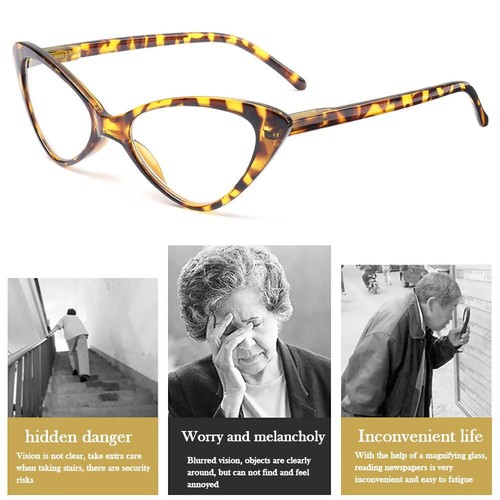 Reading Glasses Cat Eyes Presbyopia Eyeglasses Magnifying Eyewear Clear ...