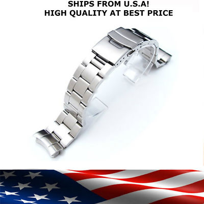 Fits Seiko Bracelet 20mm or 22mm Curved Stainless Diver Lock Clasp Band ...