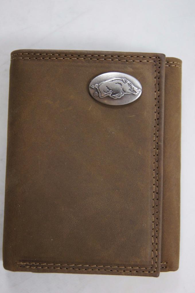 ZEP PRO Arkansas Razorback Crazy Horse Leather trifold Wallet billfold ...