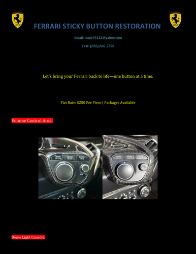 Ferrari Sticky Button Restoration – Interior Refinishing for 458, 488 ...
