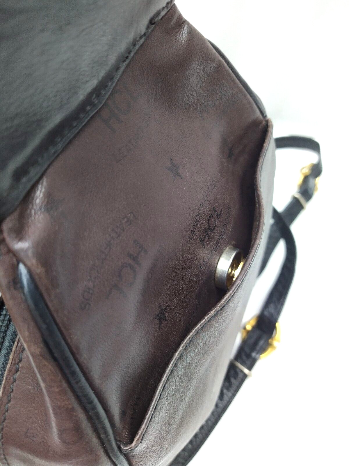 HCL Signature Brown Leather Zip Pockets Backpack - V… - Gem