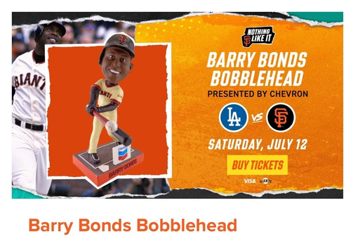 San Francisco Giants 2025 Barry Bonds SGA Bobblehead bobble NIB 07.12 ...