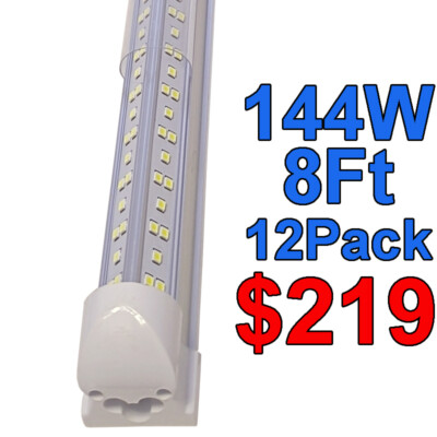 LED Shop Lights Fixture Tube Strip Ceiling Lights 8FT For Garage ...