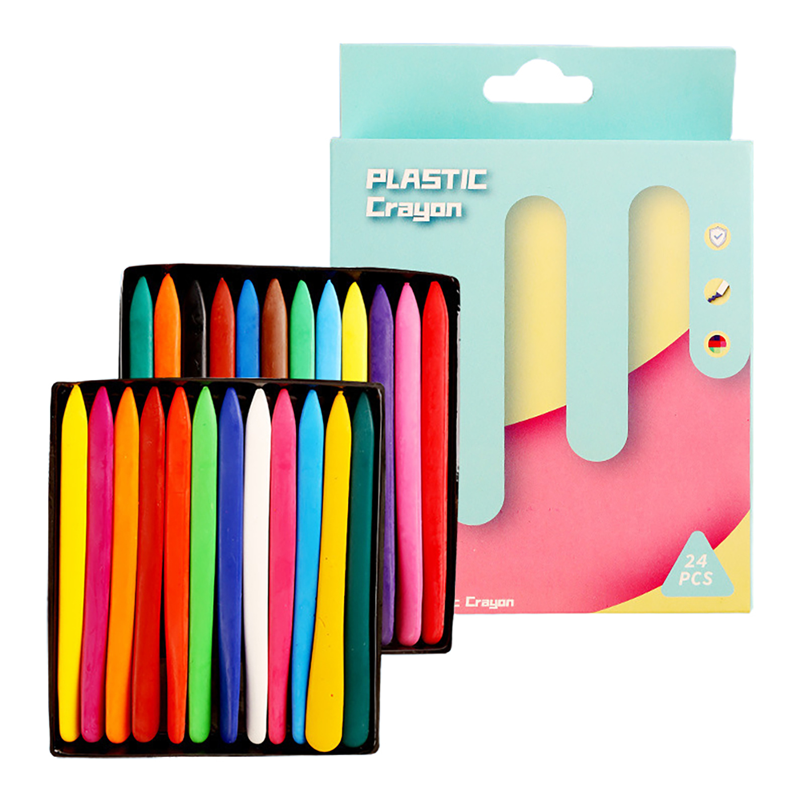 1 Set Crayon Wide Application Delicate Fadeless Round Edge Crayon Wax ...