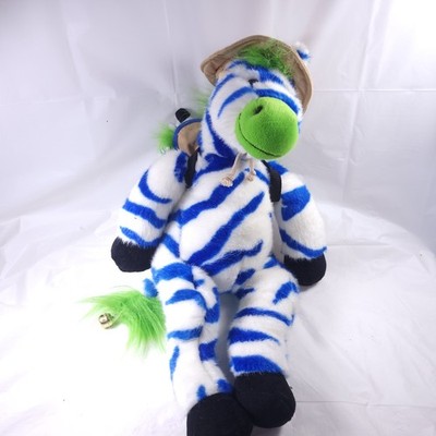 Zany Brainy Zipes Plush Zany Zebra Blue White Baby Backpack Stuffed Toy ...
