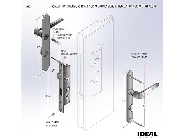 MSMB Straight Mortise Lock Set with Lever Handle for Storm Doors and ...