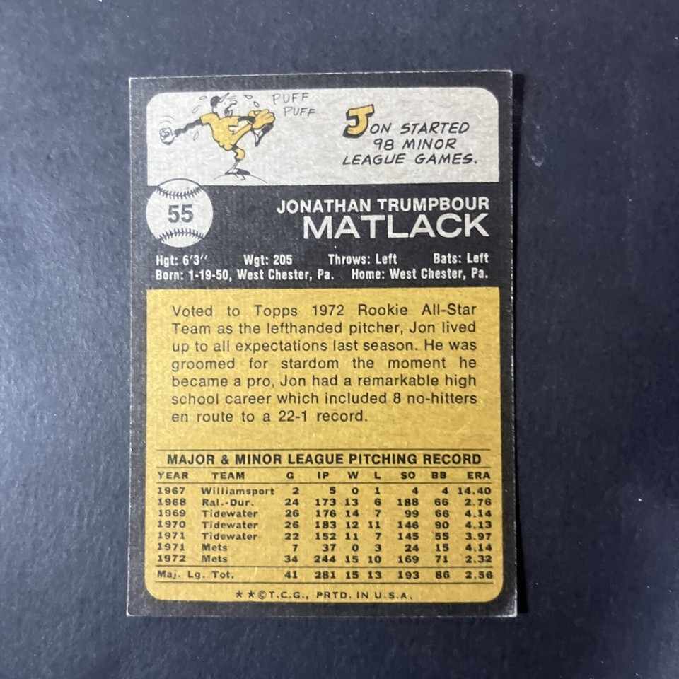 1973 Topps Baseball #55 Jon Matlock All Star Rookie | eBay