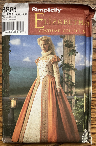 Simplicity 8881 Historical Elizabethan Costume Pattern Size RR Uncut ...