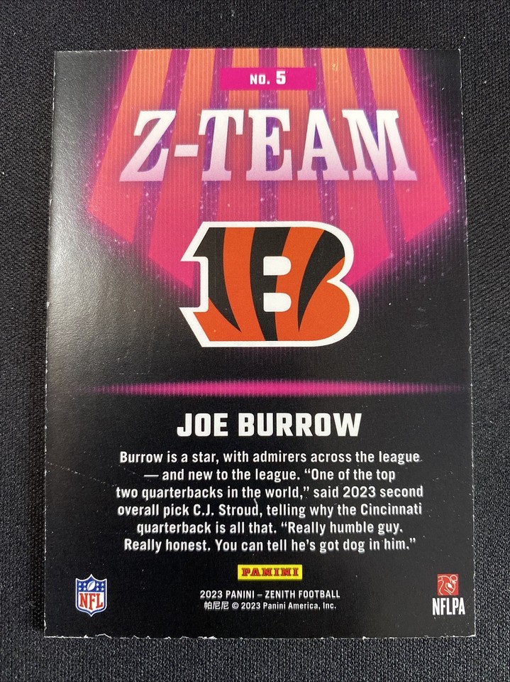 2023 Zenith Football Z Team Joe Burrow #5 Cincinnati Bengals | eBay