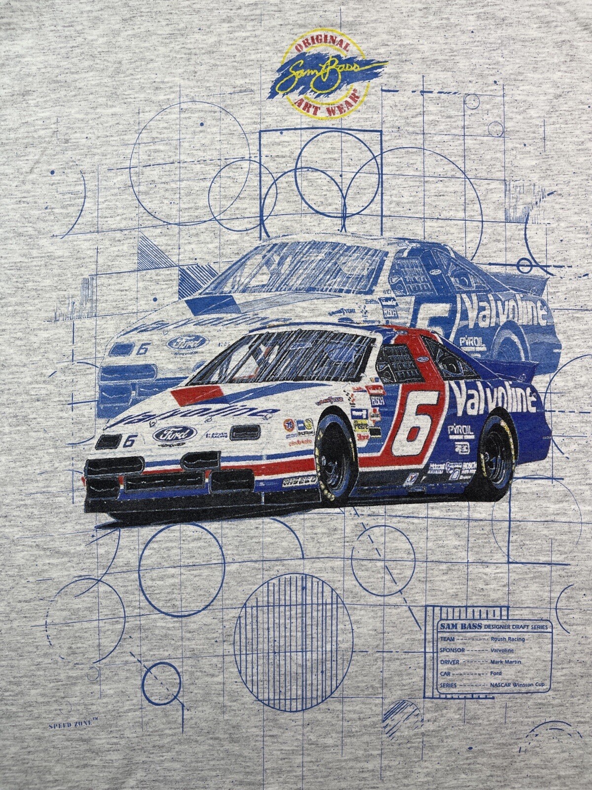 Vintage NASCAR Sam Bass Art Mark Martin Valvoline Rac… - Gem