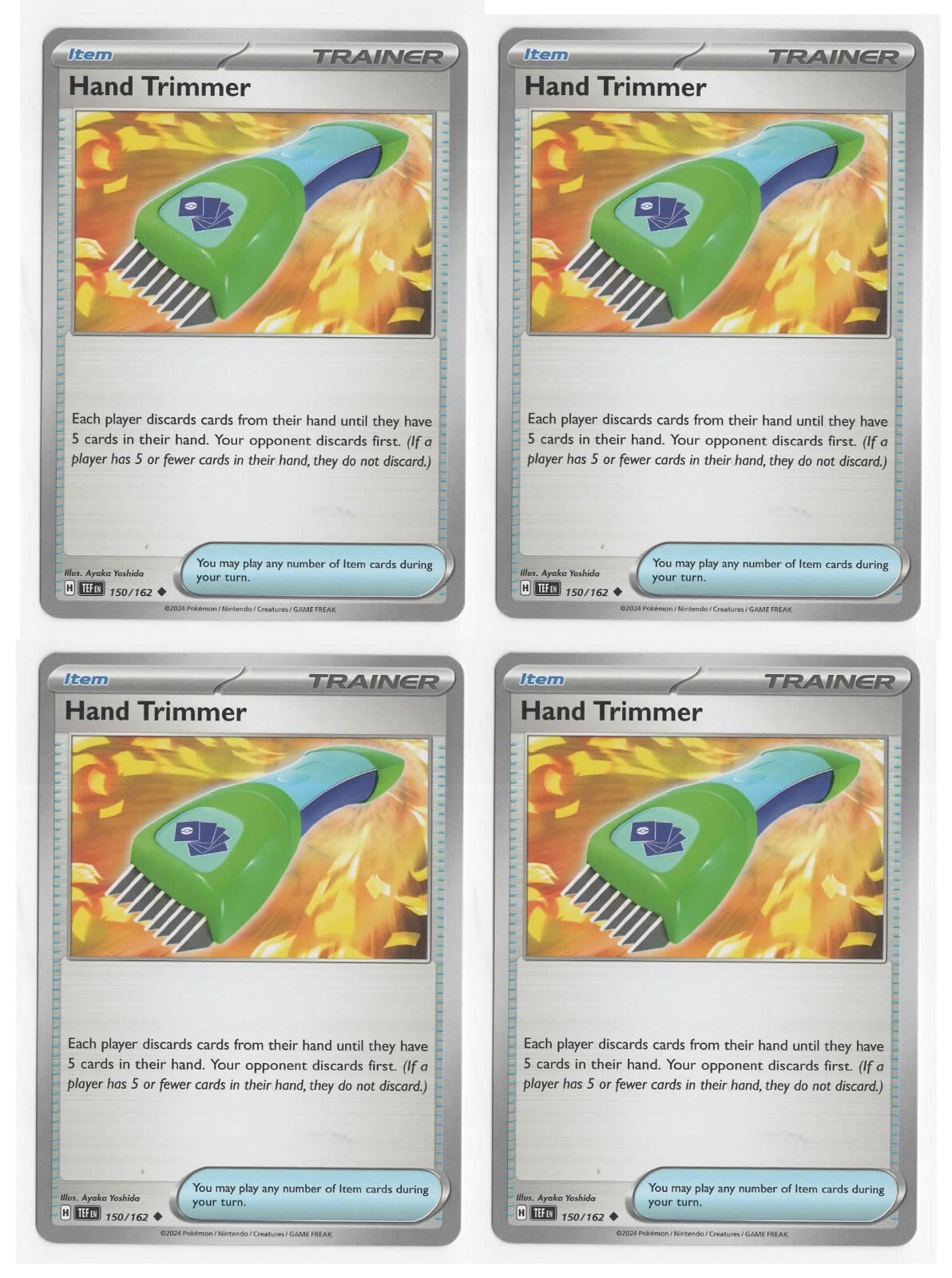 Hand Trimmer 150/162 Temporal Forces Pokemon Card Set x4 Playset - In ...