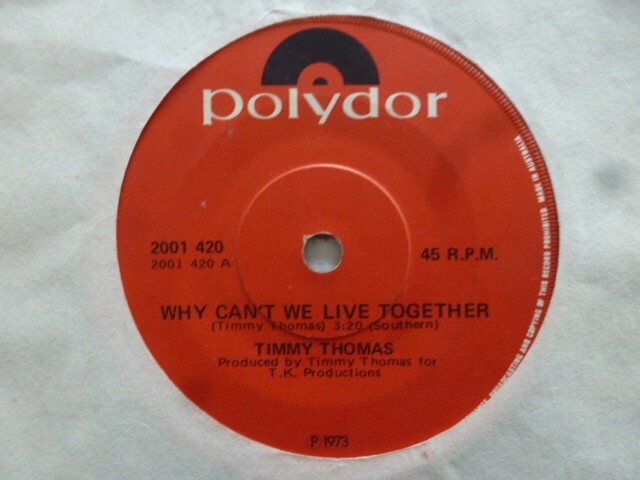 *TIMMY THOMAS "Why cant we live together / Funky me" 7"Vinyl Record ...