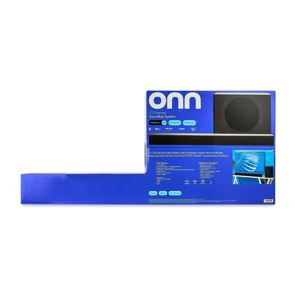 Onn Blast 32" 2.1 Soundbar with 2 Speakers & Wireless Subwoofer ...