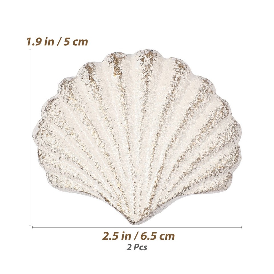 2 Pcs White Seashell Dresser Knobs Beach Cabinet Drawer Vintage Theme ...