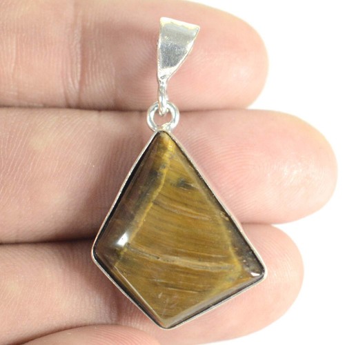 Tigre Eye Pierre Précieuse Handmade 925 Plaqué Argent Bijoux Pendentif ...