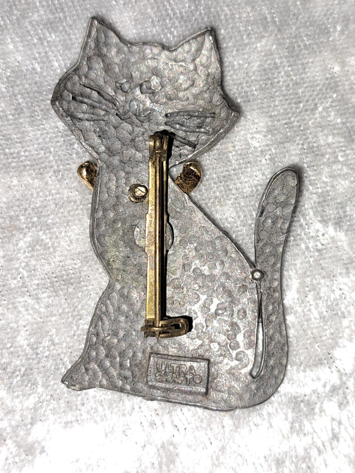 Vintage Ultra Craft Pewter Silver-tone Cat Pin Brooch… - Gem