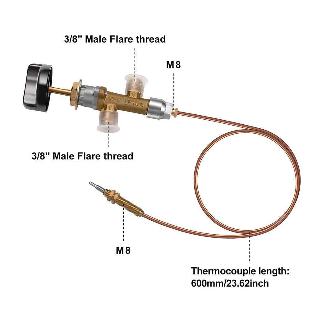 LPG Propane Gas Fireplace Fire Pit Control Valve Kit w/ Thermocouple ...