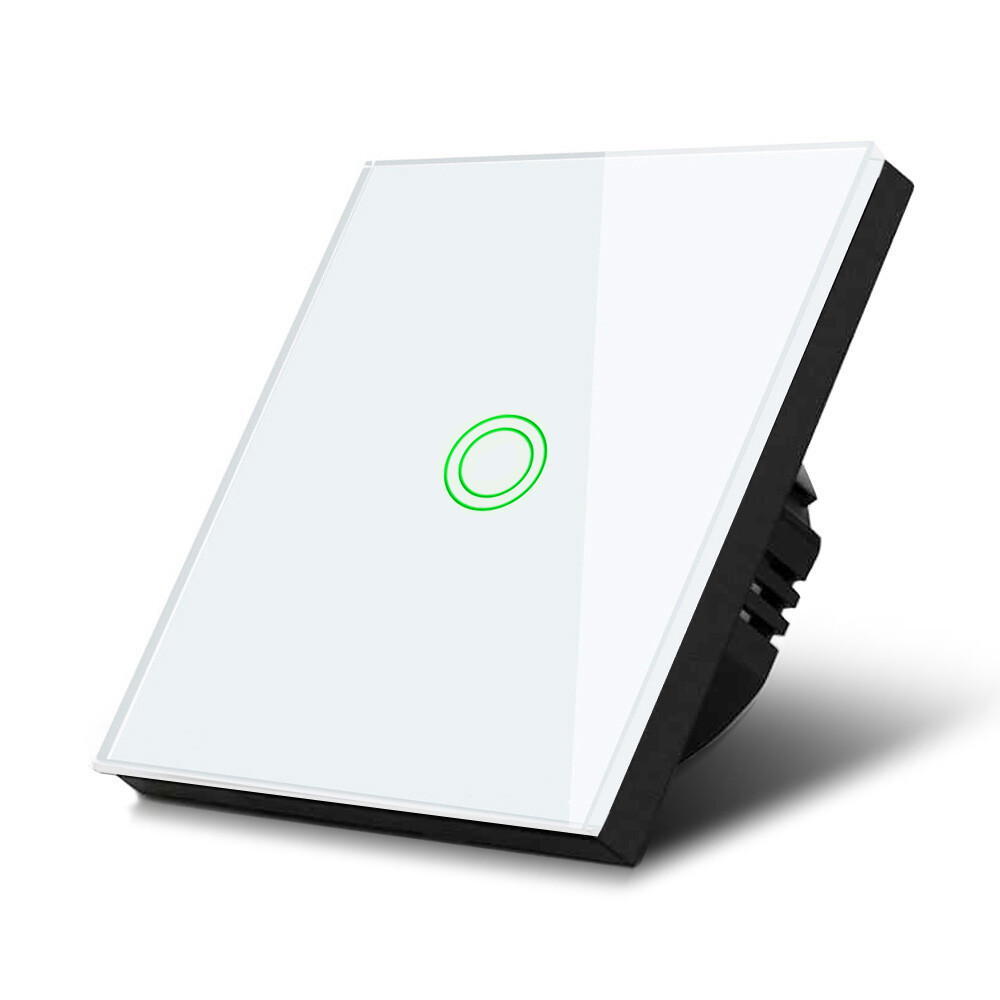 LED Touch Light Switch 1 2 3 Gang 1 Way Glass Black White Illuminated ...