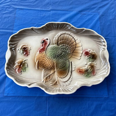 Vtg 1959 THANKSGIVING TURKEY PLATTER Lane & Co MIDCENTURY California T ...