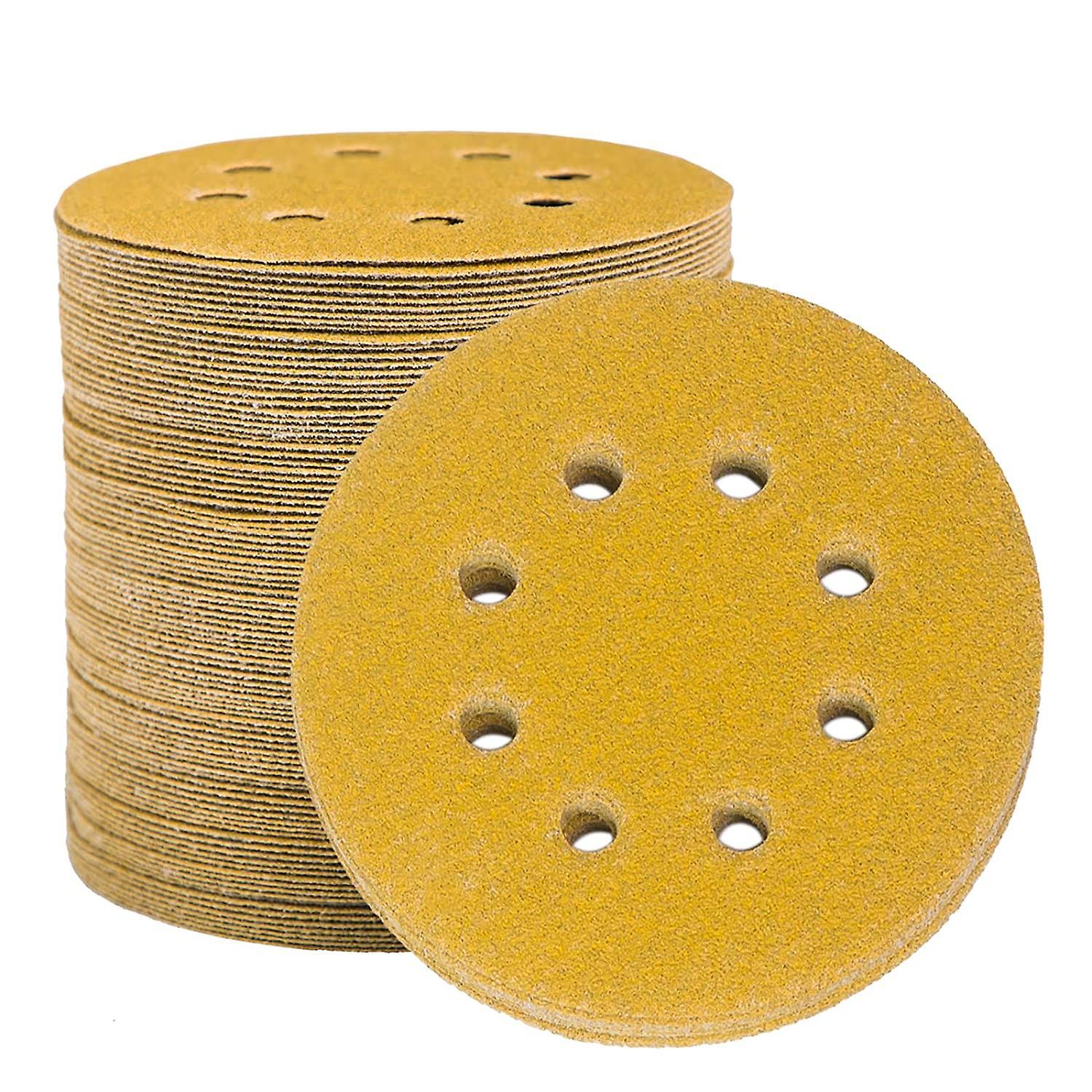 125mm sanding Discs GOLD - 5 inch 8 Hole HOOK AND LOOP 40 - 800 Grit 50 ...