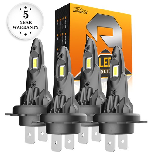4x H7 LED Headlight Bulbs Kit High / Low Beam 6500K Super Bright White ...
