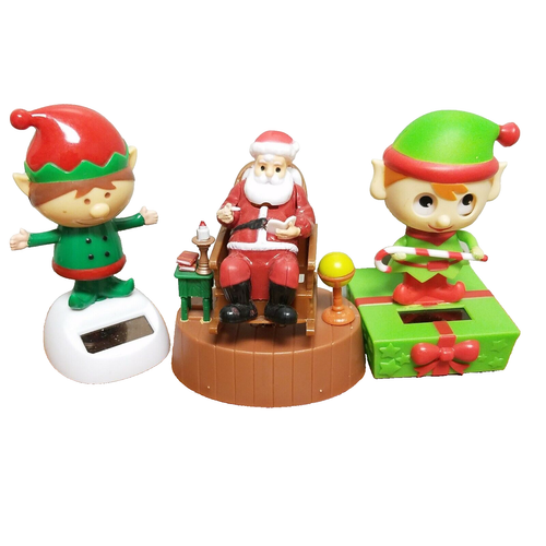 Santa Elf Elves Solar Powered Dancing Toys Bobblehead 4.25" Set | eBay