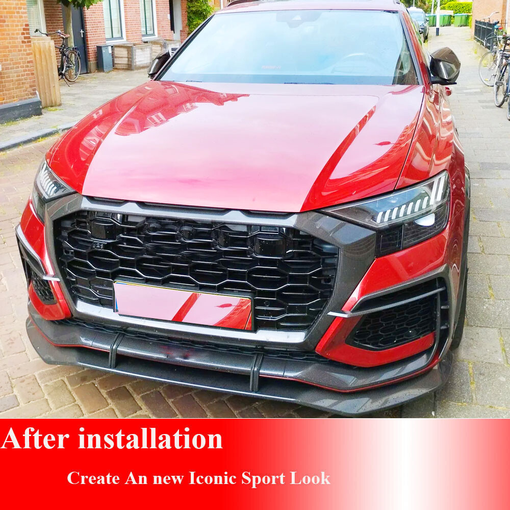 For Audi RSQ8 RS Q8 2020UP REAL CARBON Front Bumper Fins Splitter Air ...