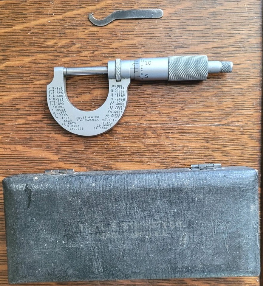 Starrett No. 230 Outside Micrometer 0-1" w/Ratchet Stop, Locking ...