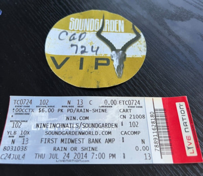 SOUNDGARDEN / NINE INCH NAILS 2014 TOUR - BACKSTAGE PASS & COMP TICKET ...