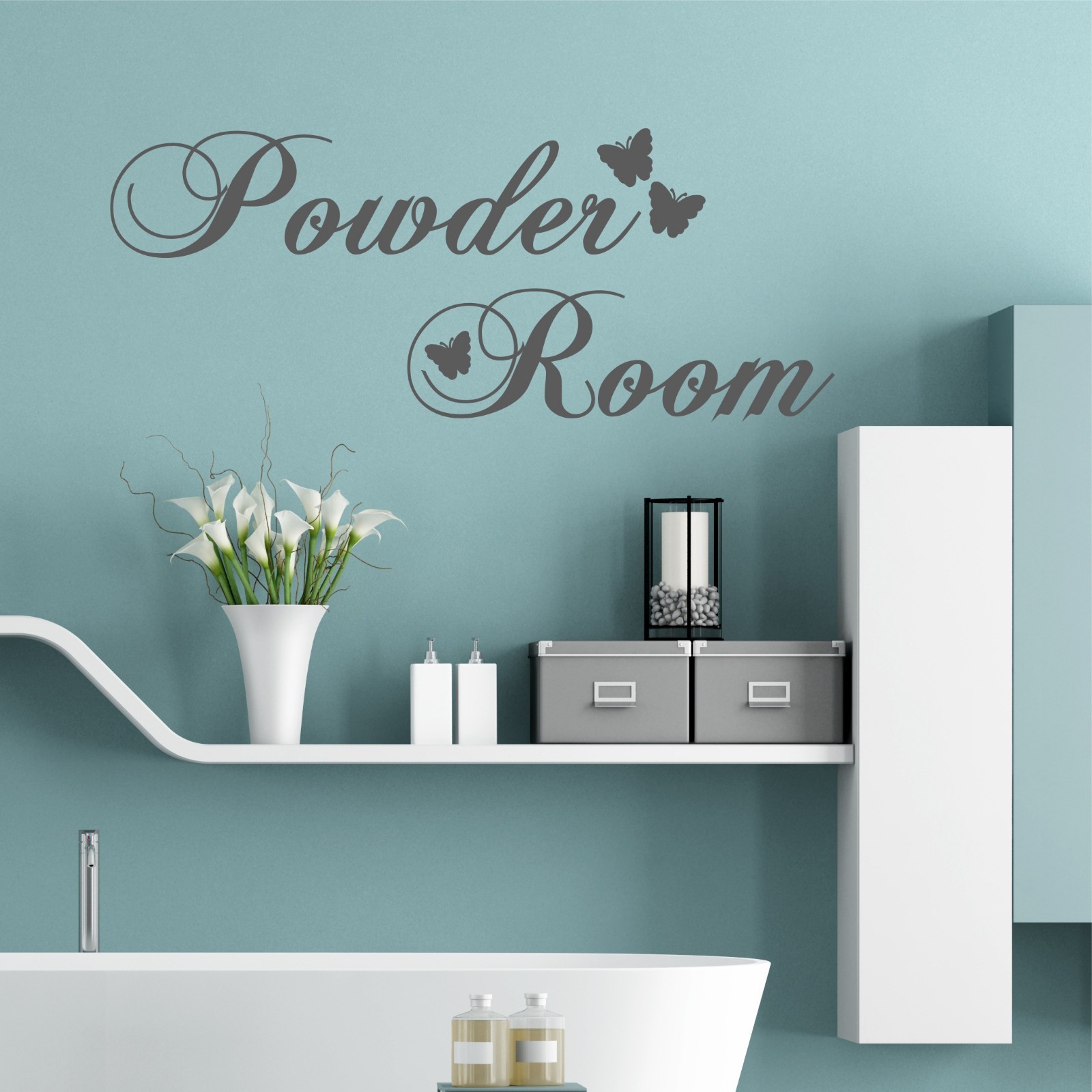 Powder Room | Wall Sticker Decal Quote Words Bathroom Vinyl | eBay