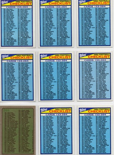1984 TOPPS 395 CLEAN CHECKLIST 133-264 | eBay