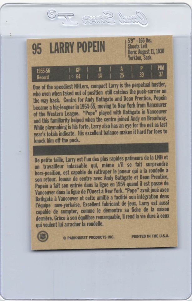 1994 Parkhurst #95 Larry Popein Rangers Signed Auto *J7637 | eBay