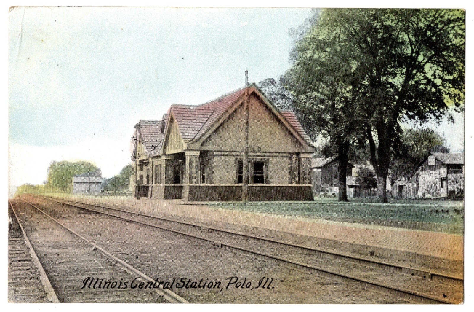 Vintage Postcard of Illinois Central Railroad Station Depot - Polo ...