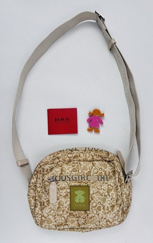 Tous Girl Heart Print Nylon Messenger Zip Pocket Sling Bag Purse w/Tous ...