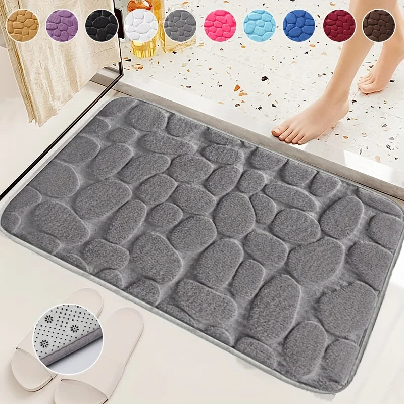 2X Super Water Absorbent Soft Memory Foam Bath Mat Non-Slip Bathroom ...