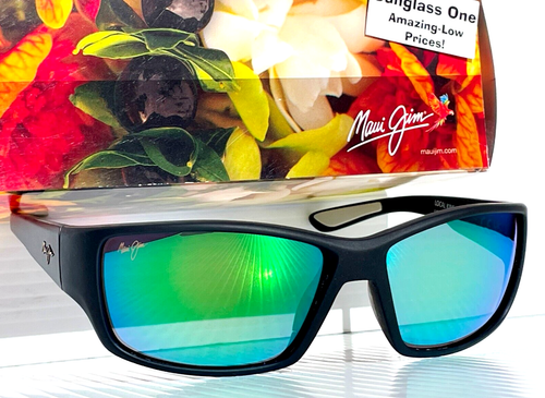 NEW Maui Jim LOCAL KINE Soft Black POLARIZED Green GLASS Sunglass GM810 ...