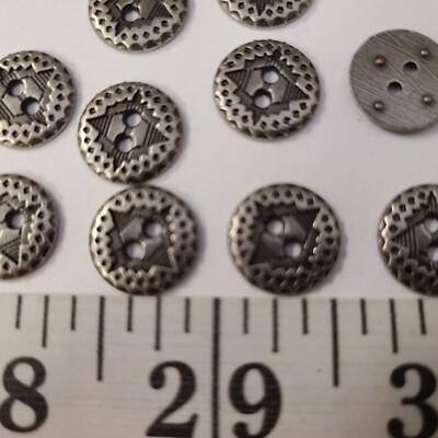 VINTAGE BUTTONS SET OF 10 TINY SMALL SILVER METAL TUZ3208 | eBay