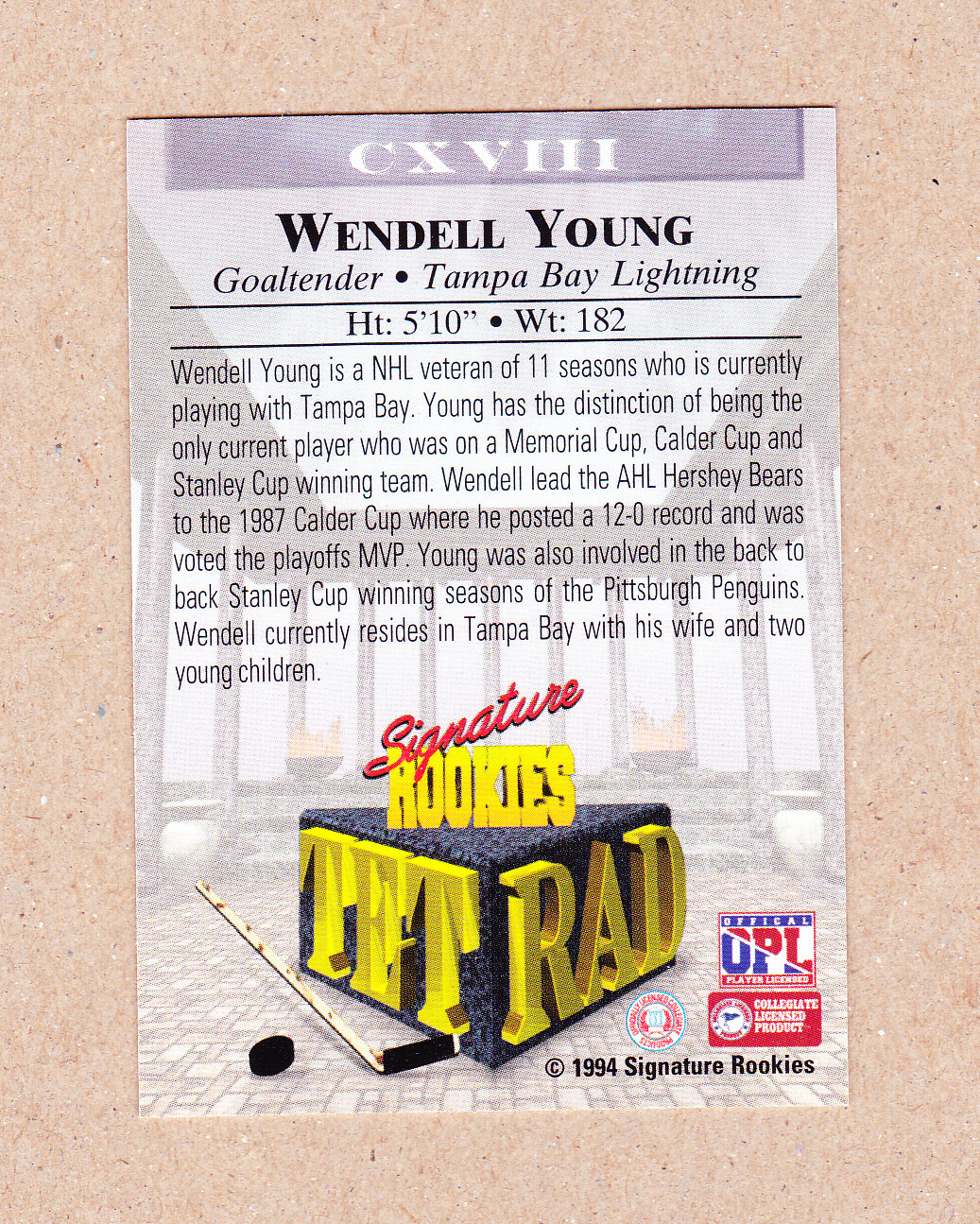 Wendell Young signed 1994 Signature Rookies certified card- Tampa Bay ...
