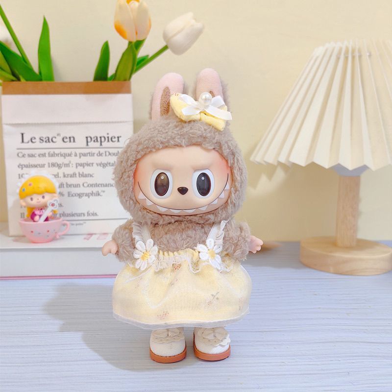 2025 New The Monsters Labubu Plush Doll Yellow Daisy Skirt Doll Clothes ...