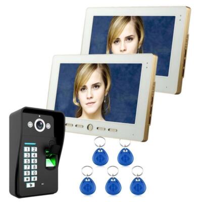 10Inch Lcd 2 Monitor Fingerprint Recognition RFID IR Video Door Phone ...