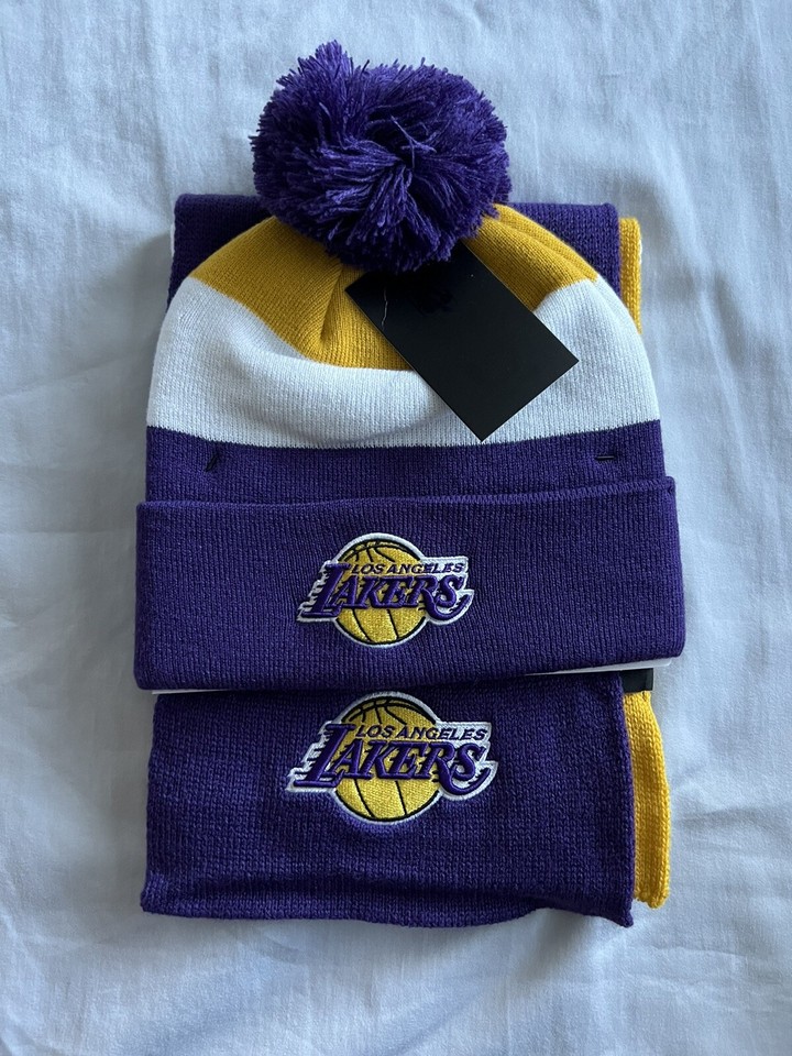 Lakers Los Angeles Basketball Beanie And Scarf Set 2 Pieces MSRP $50 ...