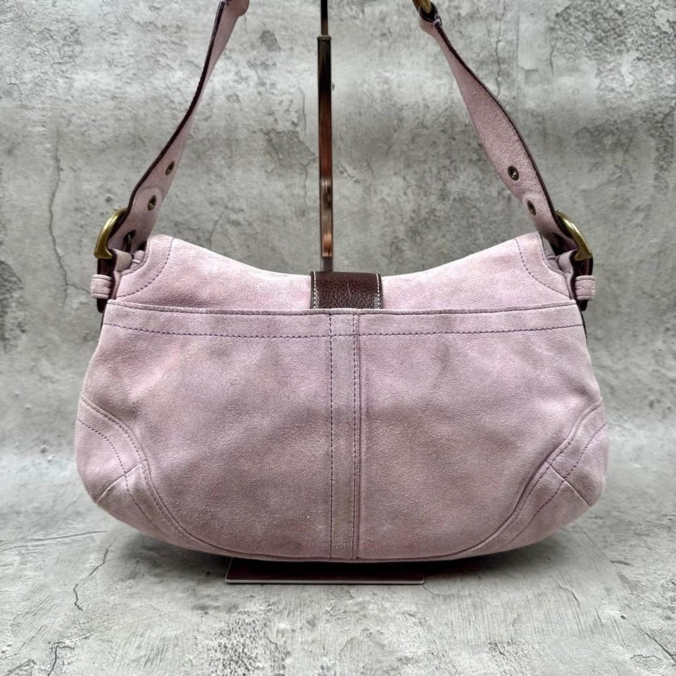 COACH 9688 Vintage Soho Shoulder Bag Purple Brown Suede Leather Y2K ...