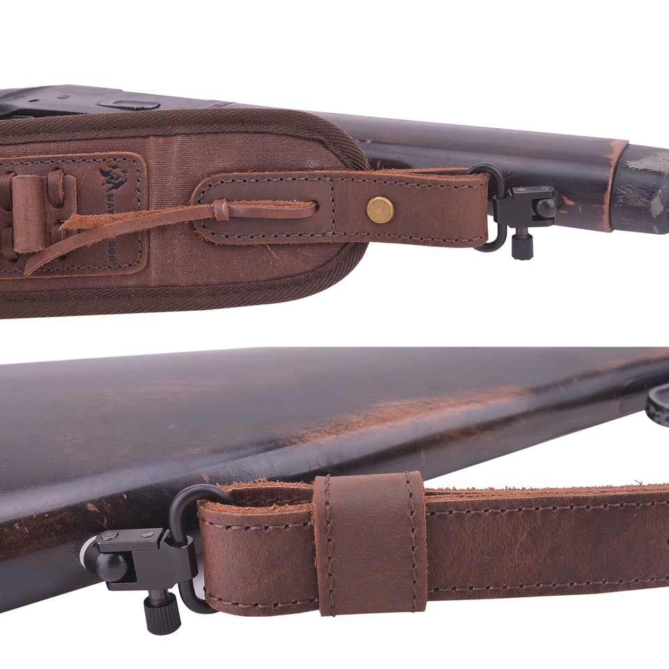 Leather Rifle Shotgun Carry Strap Ammo Sling .308 .22LR 12/16/20GA .357 ...