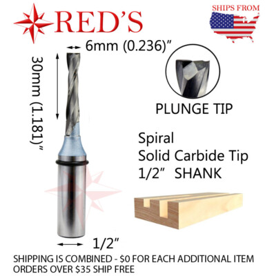 Tideway IND LC01110630L 6mm X 30 Spiral straight Carbide 1/2" shank ...