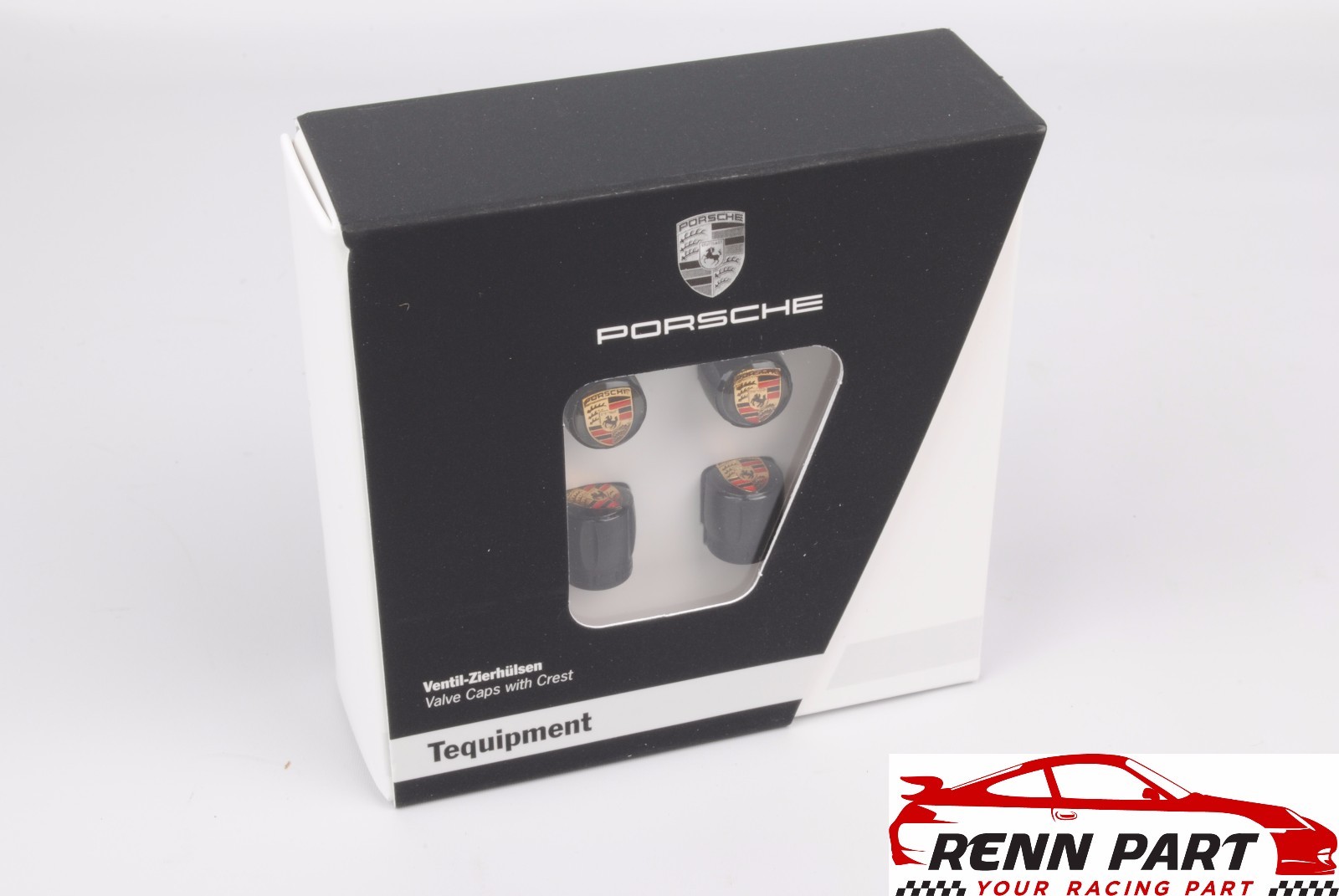 Genuine Porsche Black Valve Stem Cap with Colored Crest Set 991-044-602 ...