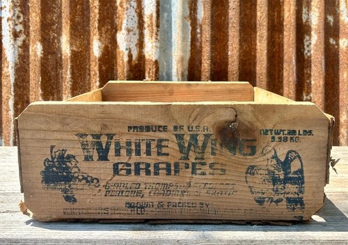 *RARE* Vintage White Wing Grape Wooden Crate/Box-Farmhouse Primitive ...