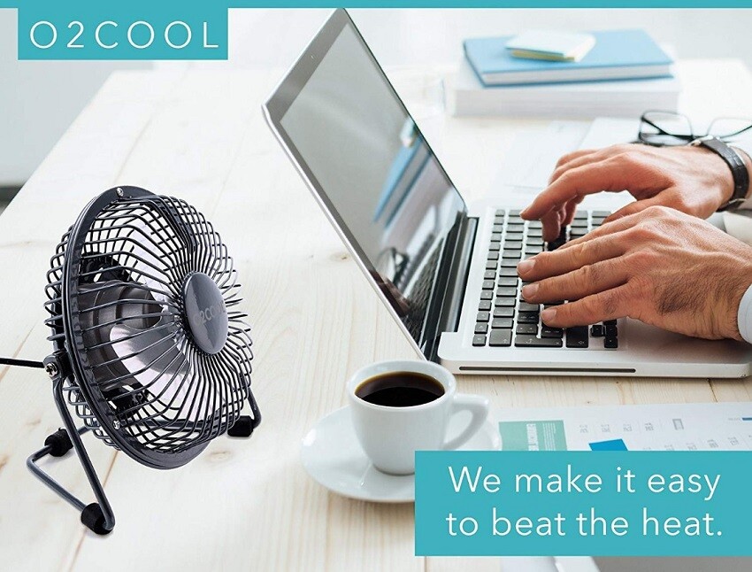 O2COOL 4" USB Personal Desk Fan – Portable Mini Table Cooling Fan ...