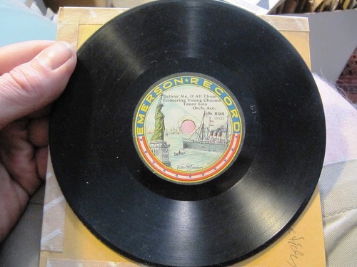 Early 6" EMERSON RECORD 598 Anonymous Believe me if all endearing ...