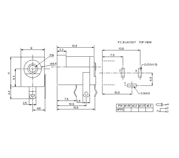 10pcs DC Power Jack Socket 2.1mm Barrel-Type PCB Mount New | eBay